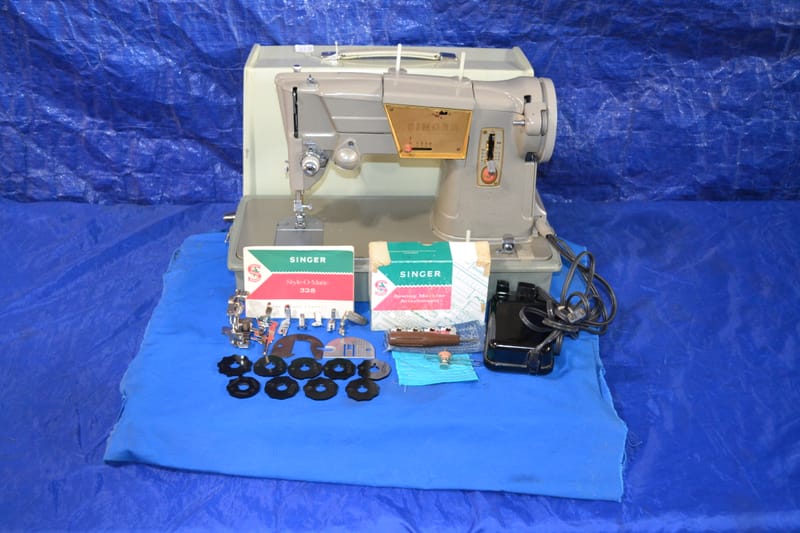 SINGER 328 ZIGZAG SEWING MACHINE SERVICED
