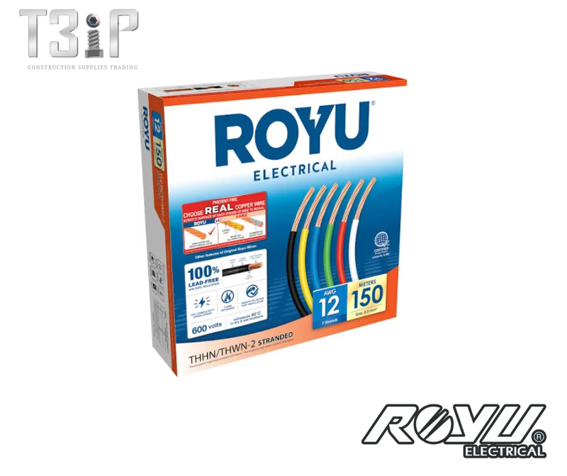ROYU ELECTRICAL THHN WIRES awg#14 (2mm)- up to 250mm - T3IP Trading