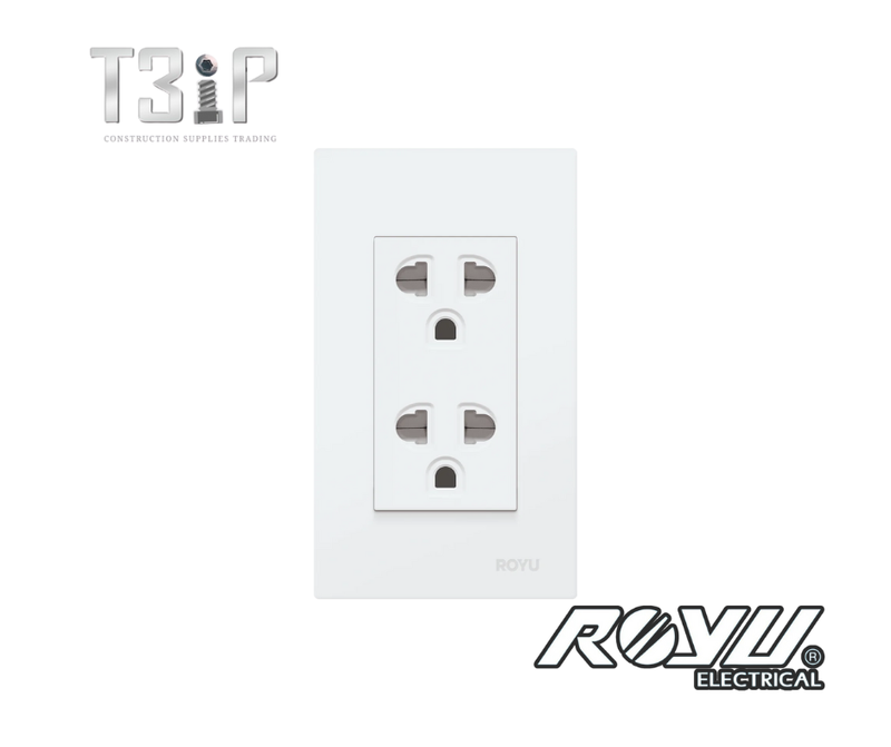 Duplex Universal Outlet with Ground & Shutter Set - T3IP Trading