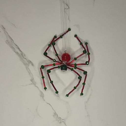 Red and Green Beaded Spider - Absolutely Creative Family Crafts