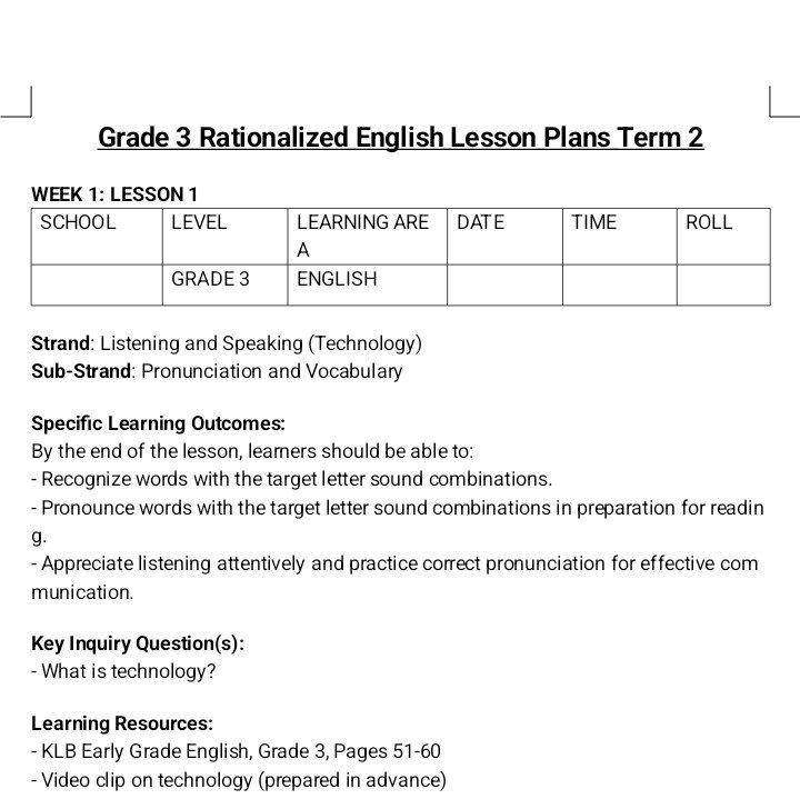 Grade 3 Lesson plans - Teacher's Desk