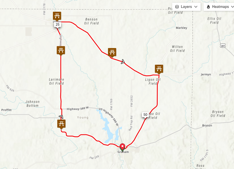 55 Mile - Blue Route - Possum Pedal Bike Ride