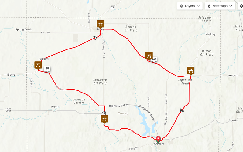 70 Mile - Pink Route - Possum Pedal Bike Ride