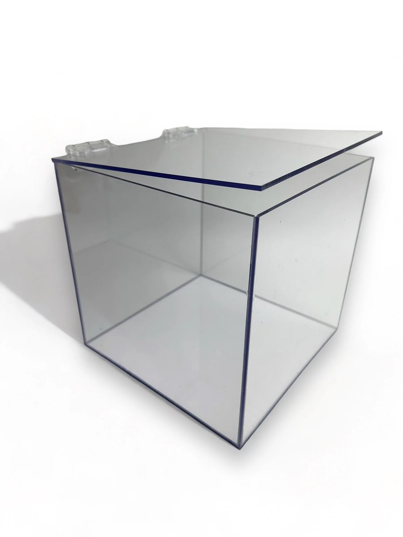 Custom Made Clear Acrylic Plexiglass Box With Hinged Top Lid - PlexiBoxes4u