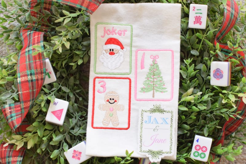 Christmas Mahjong Embroidery Designs, Mahjong Christmas Tile Embroider