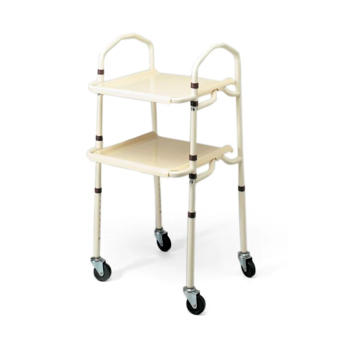 Adjustable Height Trolley with Wooden Trays - Wisbech Mobility