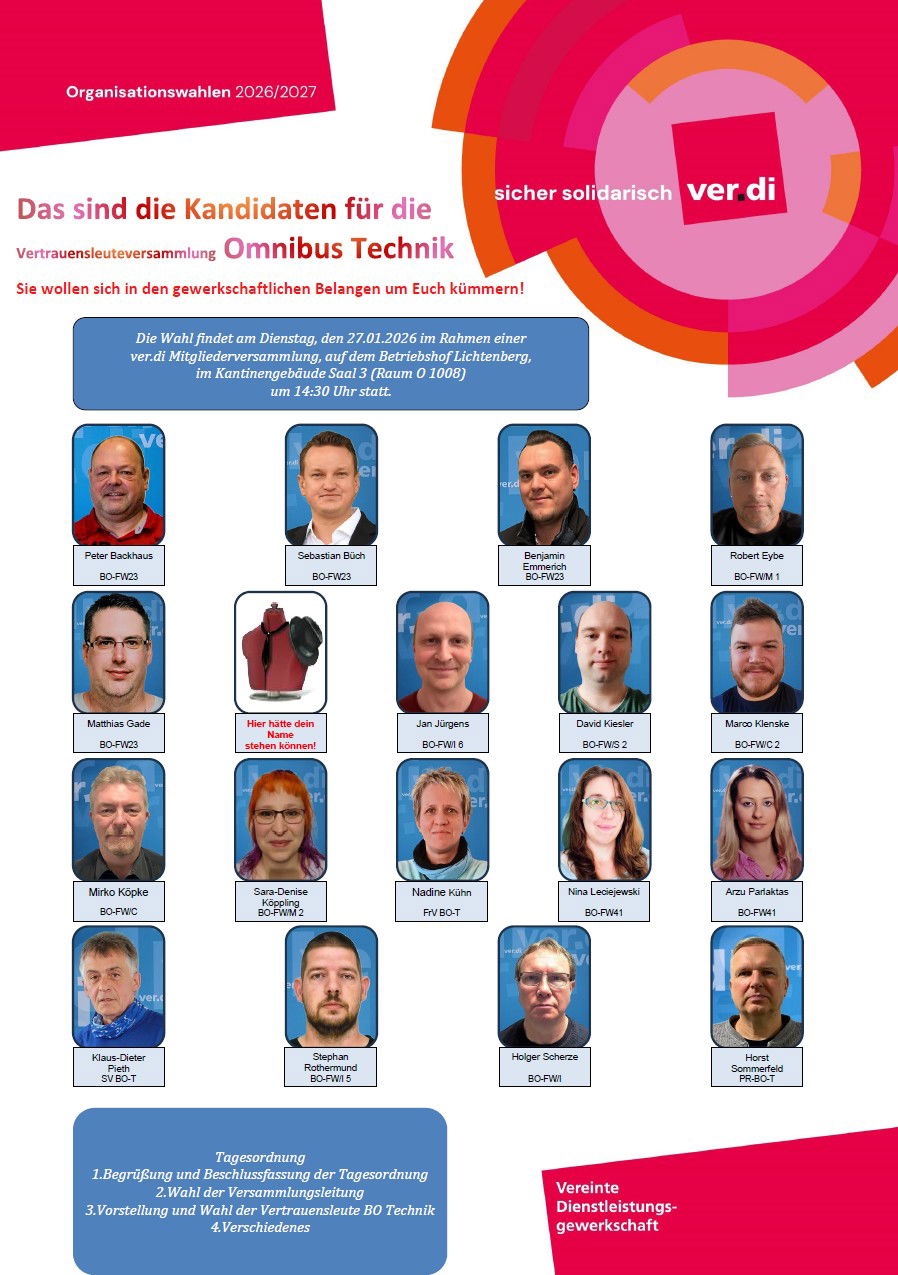 VLV Omnibus Technik - ver.di-Betriebsgruppenvorstand der BVG