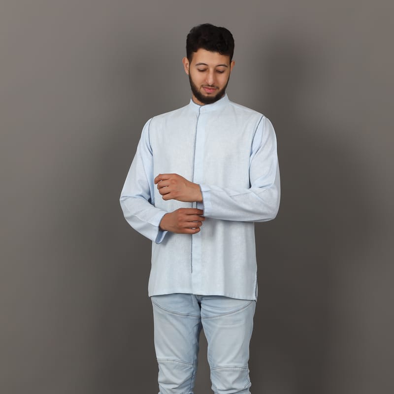 Tunique en Lin Randa à la main - Bleu Ciel