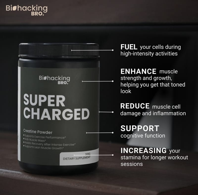 BIOHACKING BRO. SUPER CHARGED CREATINE POWDER 60 SERVINGS