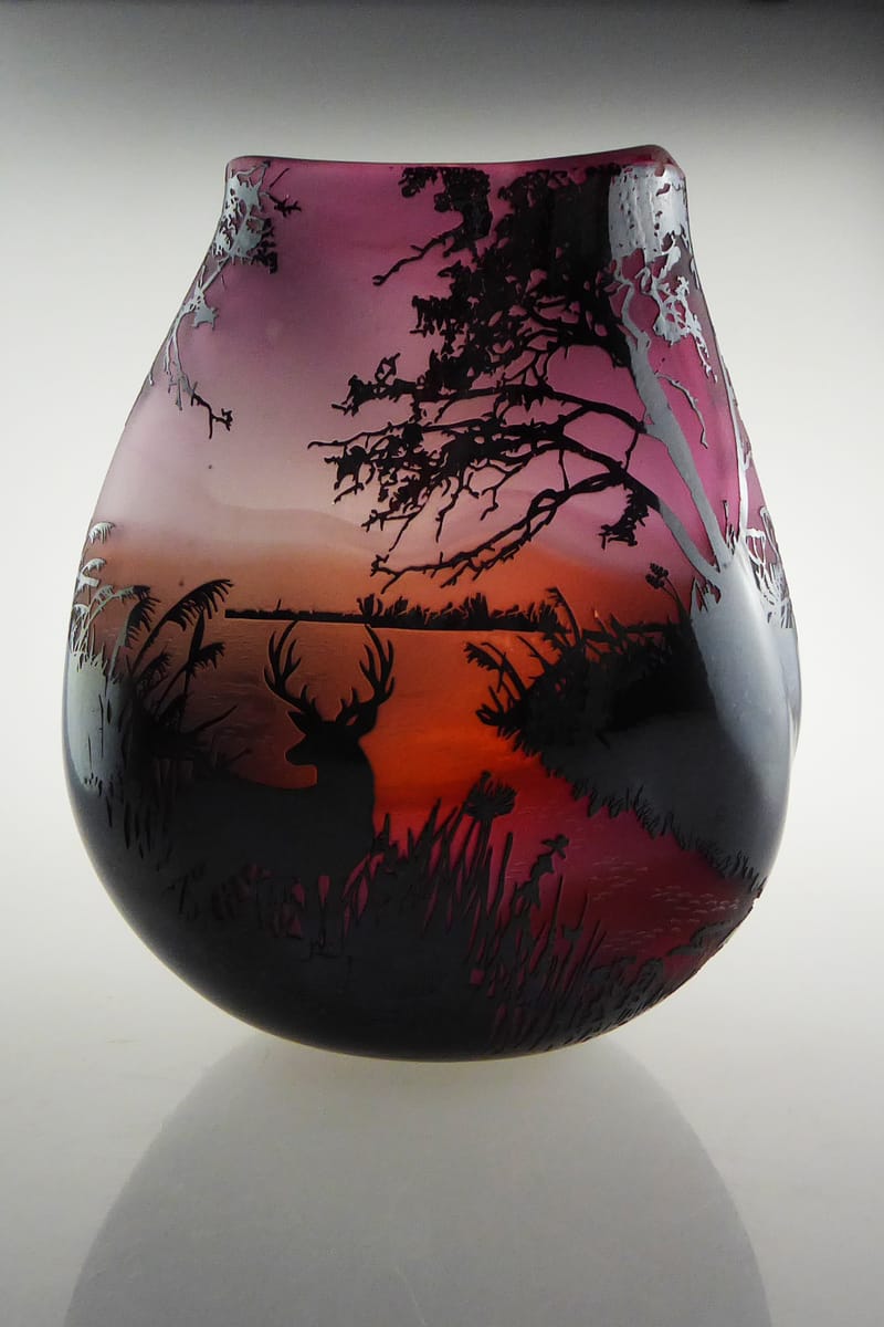 Stag at Sunset - E&M Glass