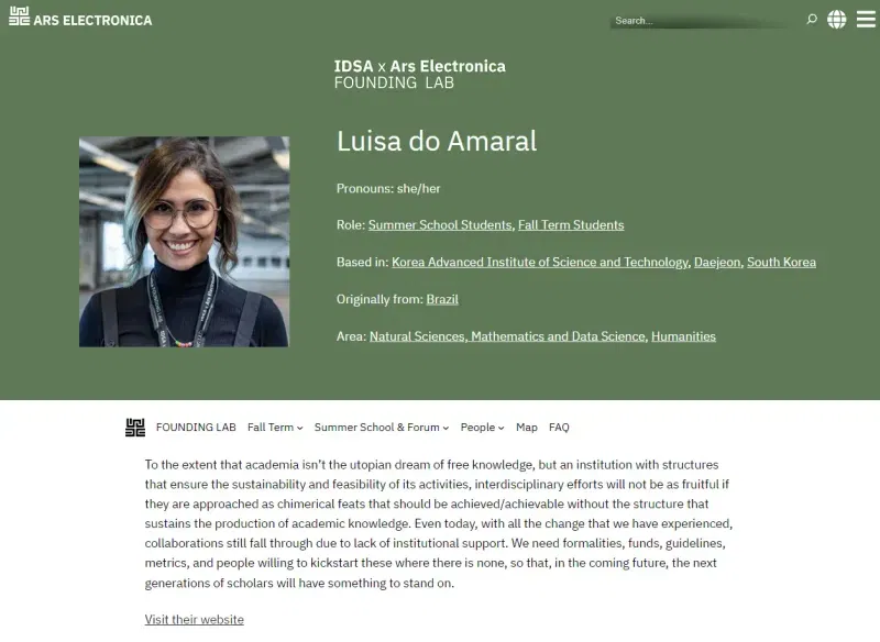 Ars Electronica X IDSA "FOUNDING LAB" | Luisa do Amaral 석사과정, 2023. 9. 22 - KAIST SOCIAL ...