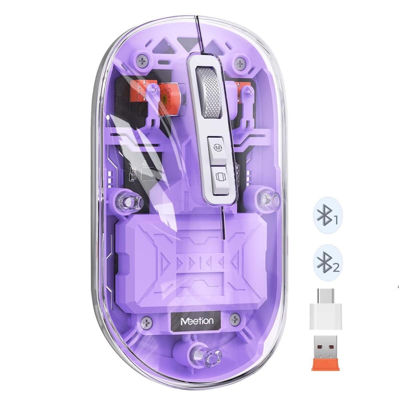 Meetion Btm005 Dual Mode 2 4g Bluetooth And Wireless Mouse Purple