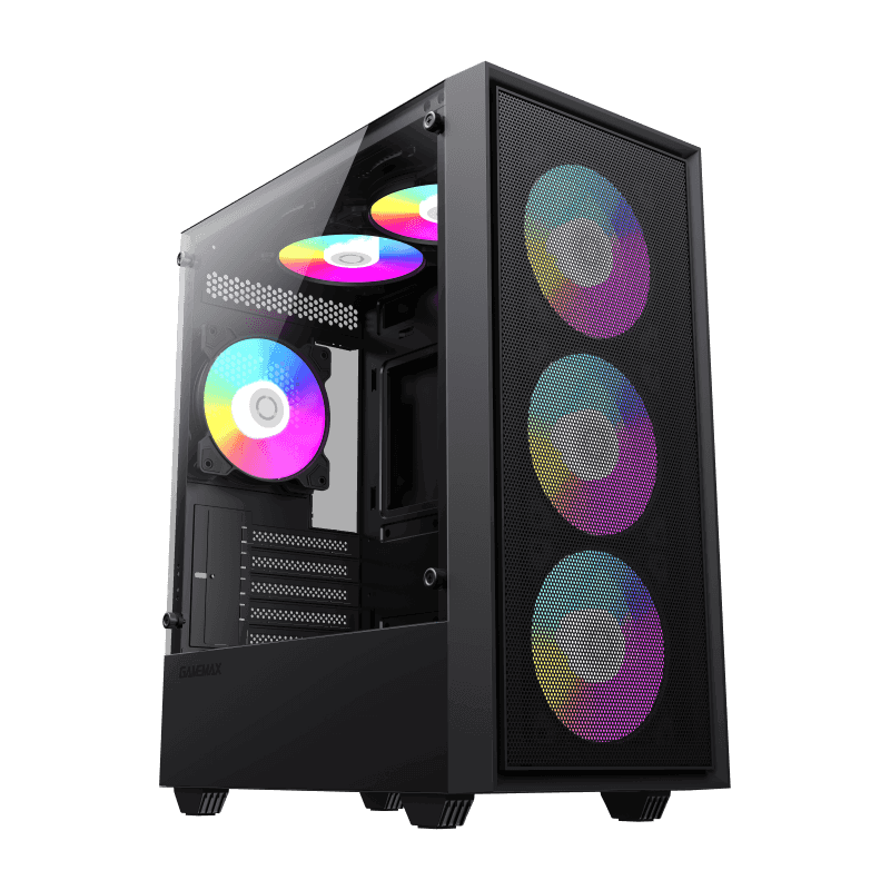 GAMEMAX STORM BK-2024 X4 FAN RGB TEMPERED GLASS - BLACK - The ...