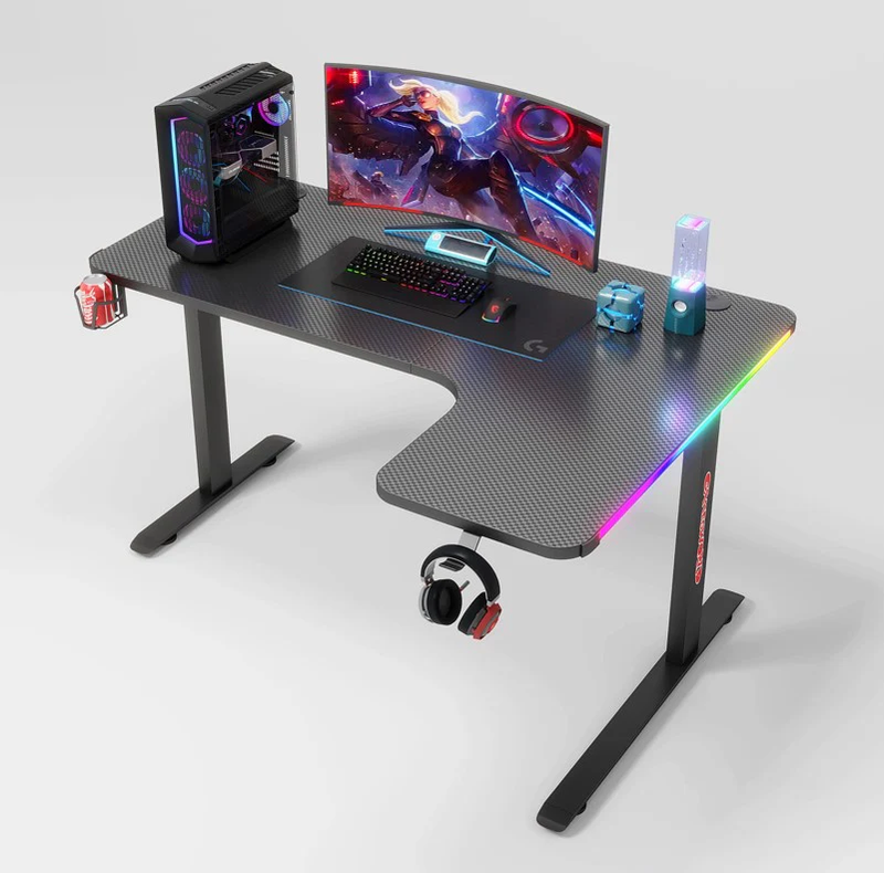 FEEX D2200 Gaming Desk Share Tweet – Black 140x60x-100X80CM