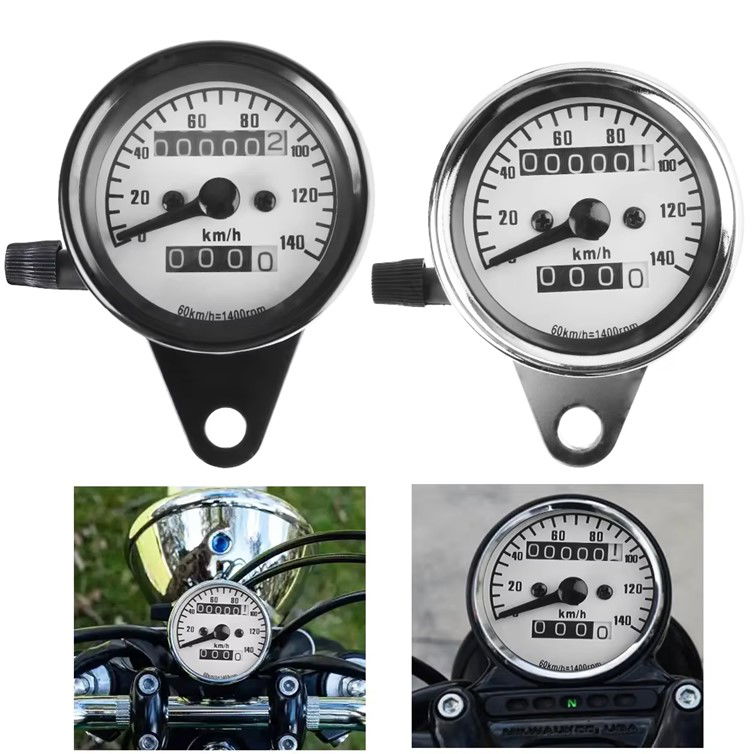 BLACK COLOR 2 IN 1 ANALOGUE SPEEDOMETER & TACHOMETER WITH MOUNTING BAS
