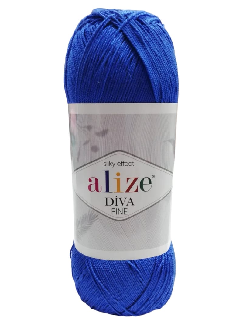 Alize Diva Fine 132 Blue Super Fine weight yarn silky effect size 1