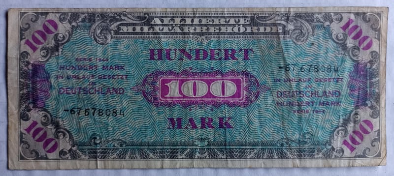 Billete hundert mark (100 marcos), autoridad militar aliada (III Reich ...
