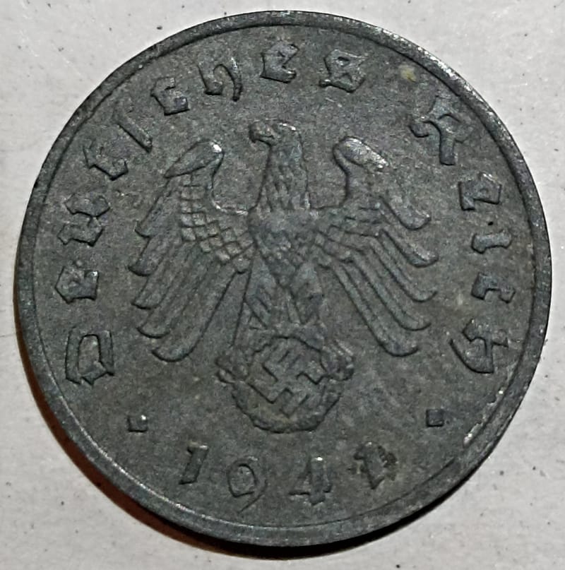 Moneda original 1 Reichspfennig de 1941 A (III Reich Hitler- Nazi ...