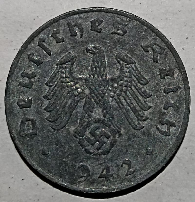 Moneda original 1 Reichspfennig de 1942 J (III Reich Hitler- Nazi ...