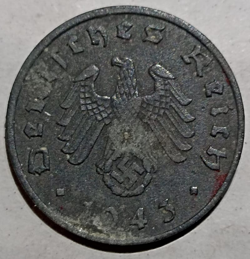 Moneda original 1 Reichspfennig de 1943 A (III Reich Hitler- Nazi ...
