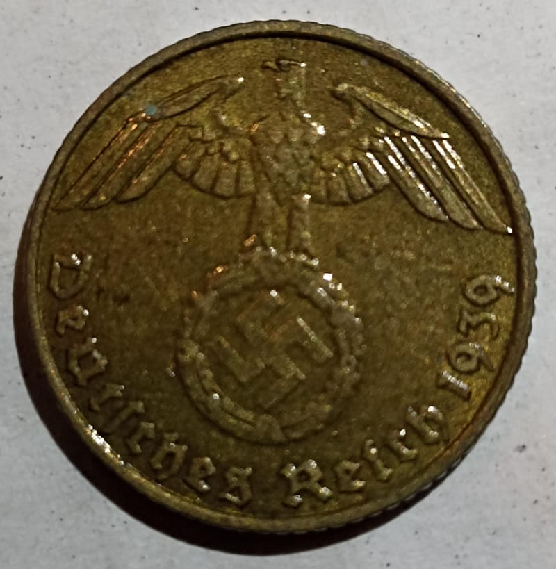 Moneda original 5 Reichspfennig de 1939 J (III Reich Hitler- Nazi ...