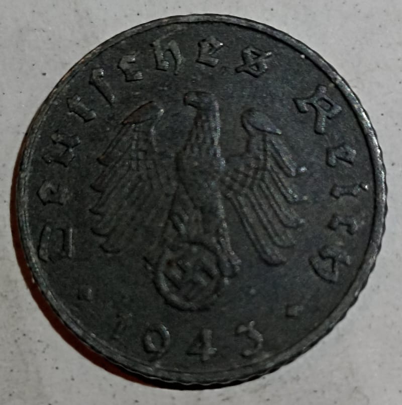 Moneda original 5 Reichspfennig de 1943 E (III Reich Hitler- Nazi ...