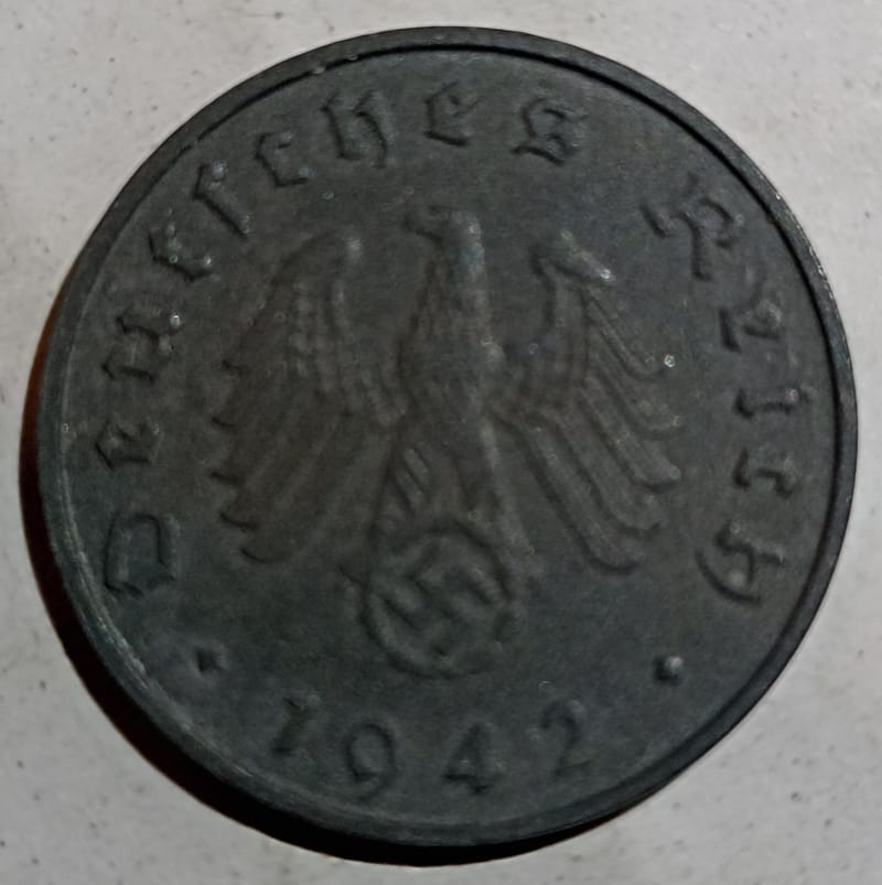 Moneda original 10 Reichspfennig de 1942 A (III Reich Hitler- Nazi ...