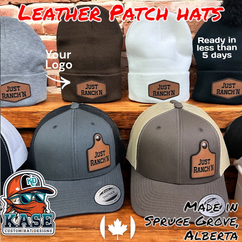 Custom Leather Patch Toques & Hats
