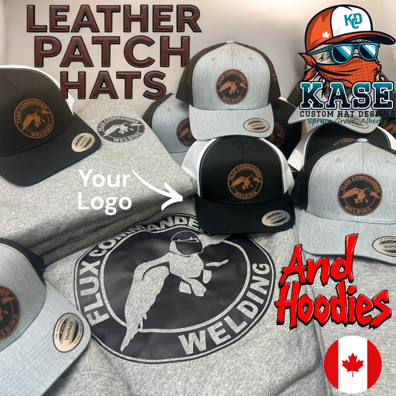 Custom Leather Patch Hats and DTF Hoodies and T's