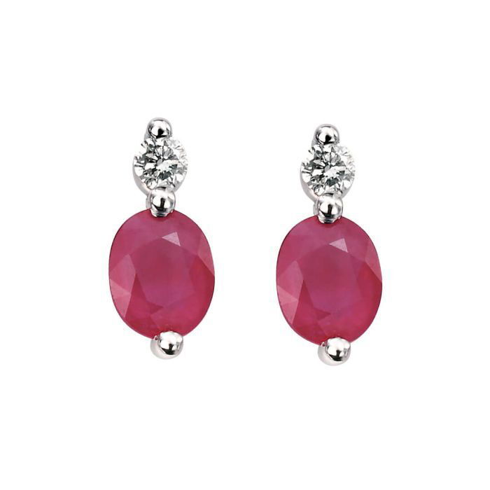 9ct White Gold Ruby & Diamond Stud Earrings - Glyn Griffiths