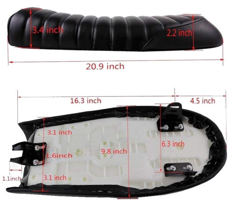 HP-ZD004 Sillón Café Racer color negro con Joroba rombos - Monkey Biker ...