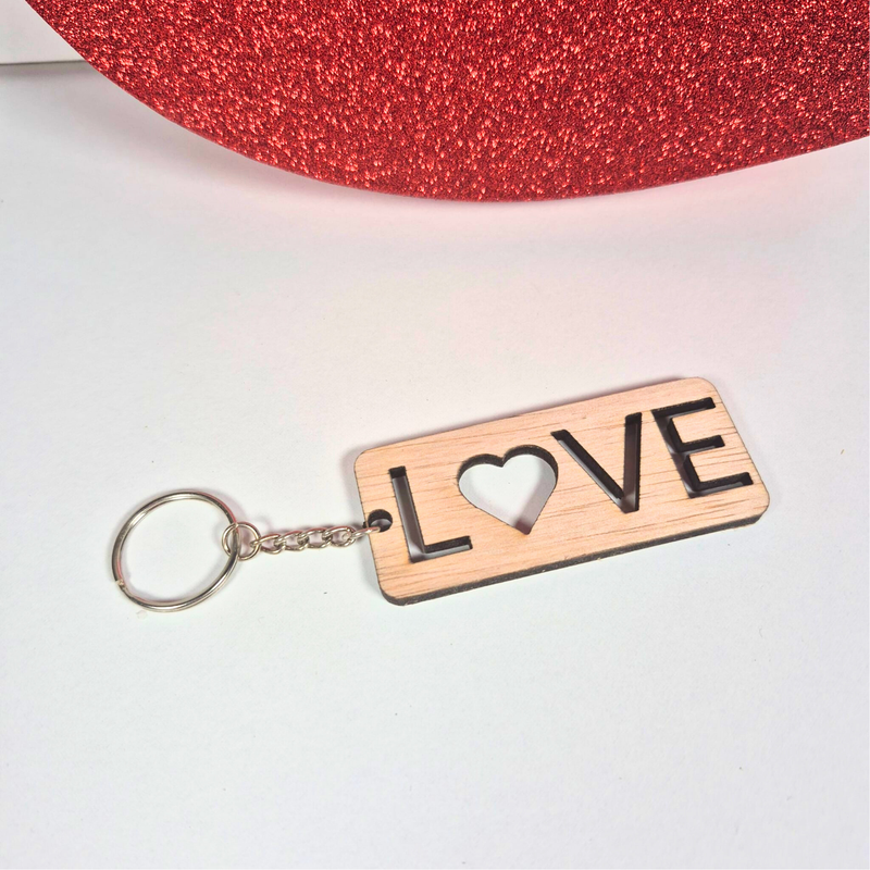 Wooden "LOVE" Keychain – Perfect Valentine’s Day Gift
