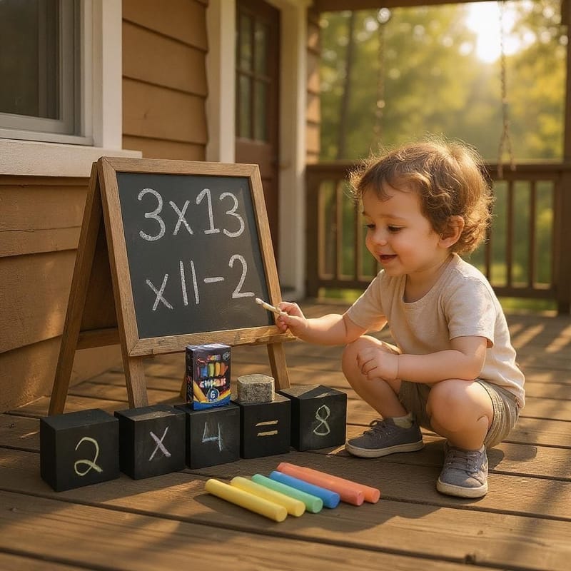 Chalkboard Learning Cube Set for Kids – Reusable Wooden Blocks with Co