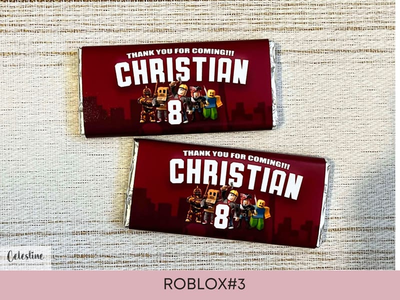 personalised chocolate bars, roblox chocolate bars, party favours
