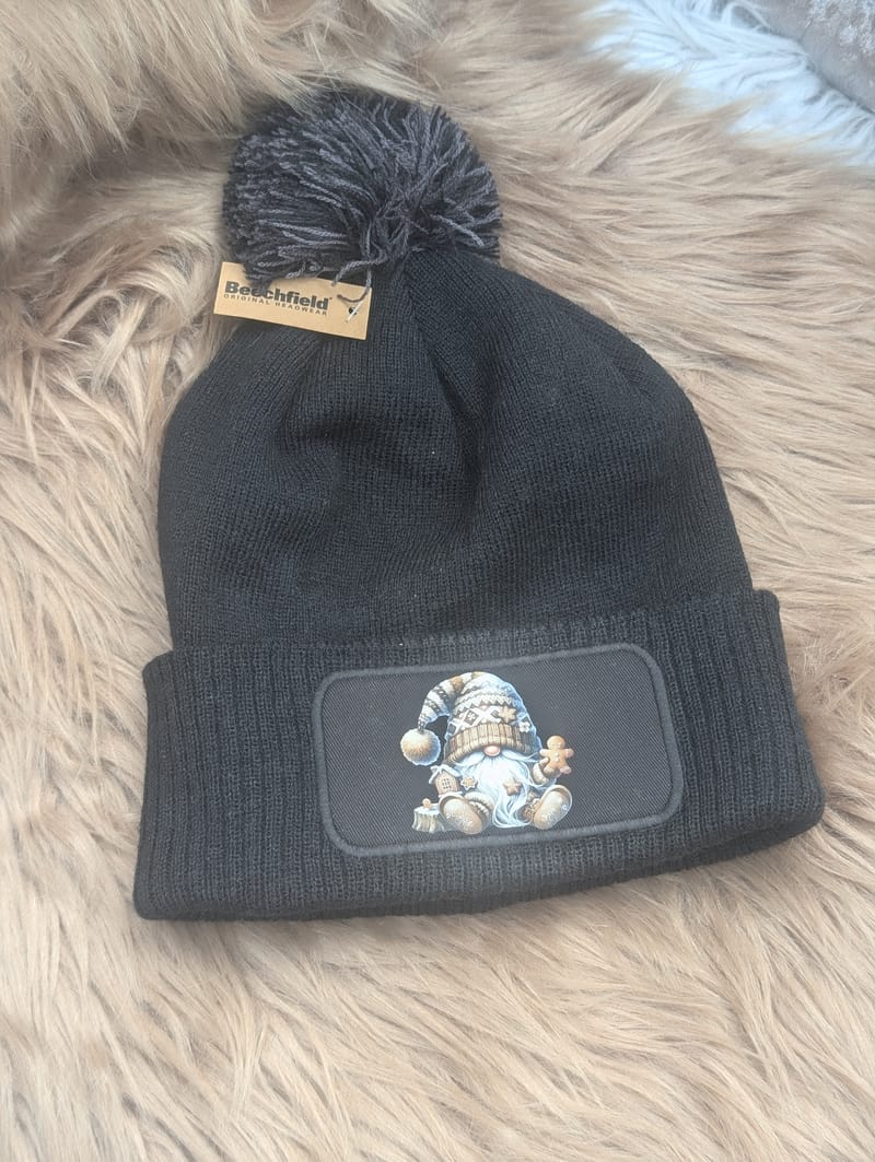 Black 'Ginger-Man Gonk' Winter Hat With Pom Pom