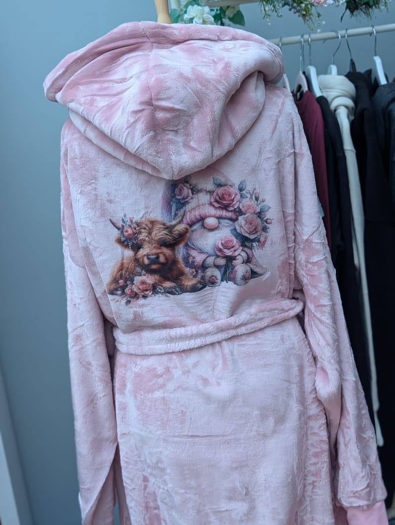 Pink 'Highland Cow & Gonk' Dressing Gown
