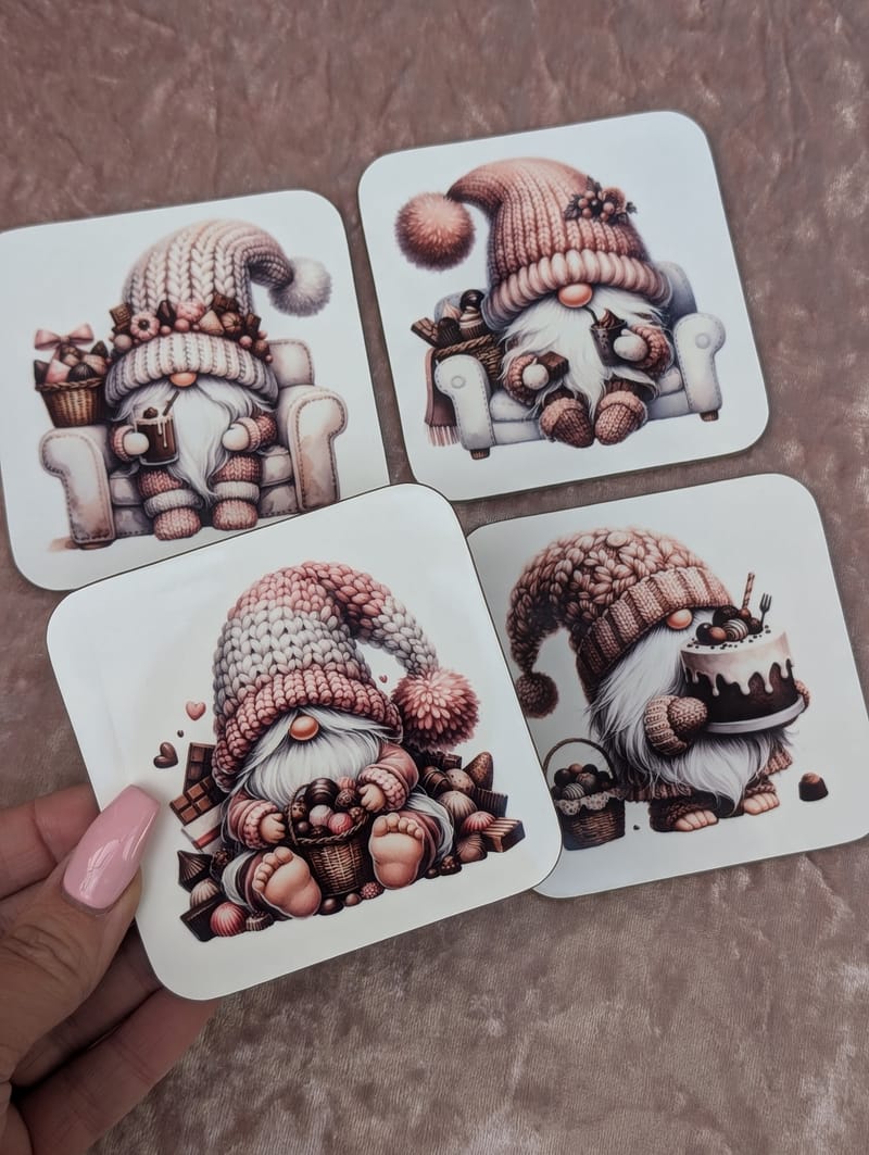 Variety of 'Chocolate Themed Gonks' Coaster Set