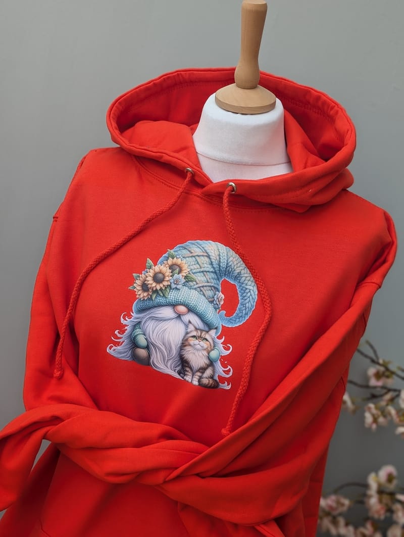 Sunset Orange 'Cat & Sunflower Gonk' Hoodie