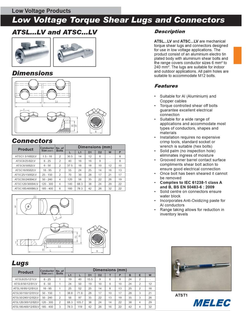 Torque Shear Lugs and Connectors