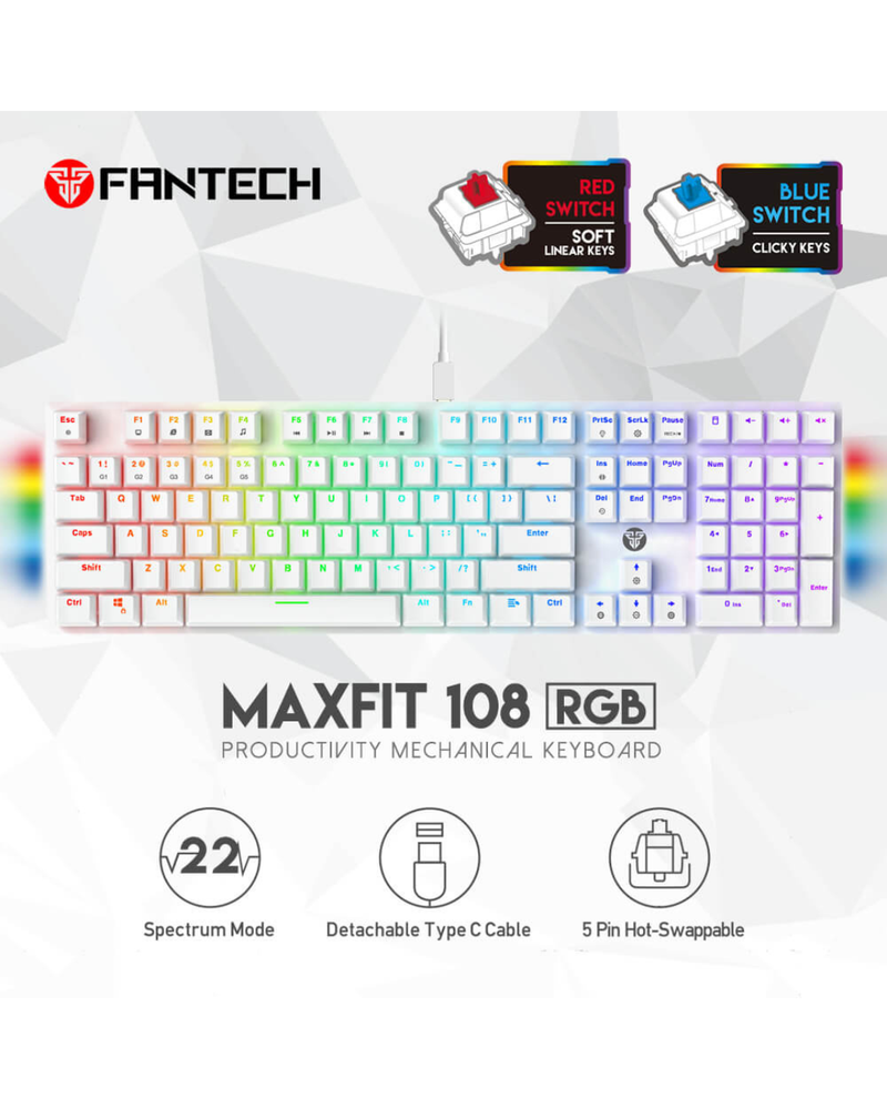 FANTECH MAXFIT108 MK855 RGB MECHANICAL KEYBOARD - SPACE EDITION - أوفيس ...