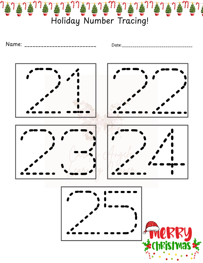 Holiday Number Tracing Bundle - Carols's Angels Learning Corner