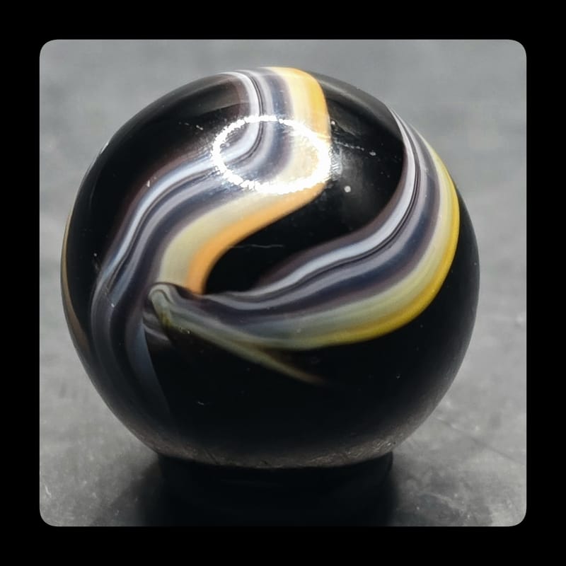 5/8" Unusual Opaque Black Alley Tri colour Swirl Mint/- - Mic'sMibs