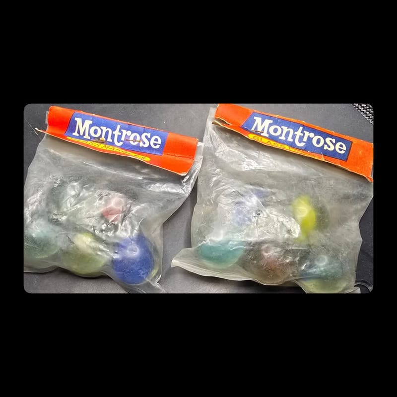 Two Sealed Vintage Montrose Bags with five 1" Cat's Eye Shooters Each - Mic'sMibs