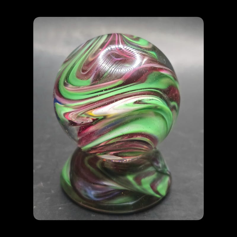 1.90" Contemporary Handmade Gibson Glass Turquoise Solid core swirl ...