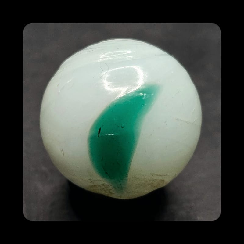 43/64" Stylized banded opaque with single green leaf & White opaque ...