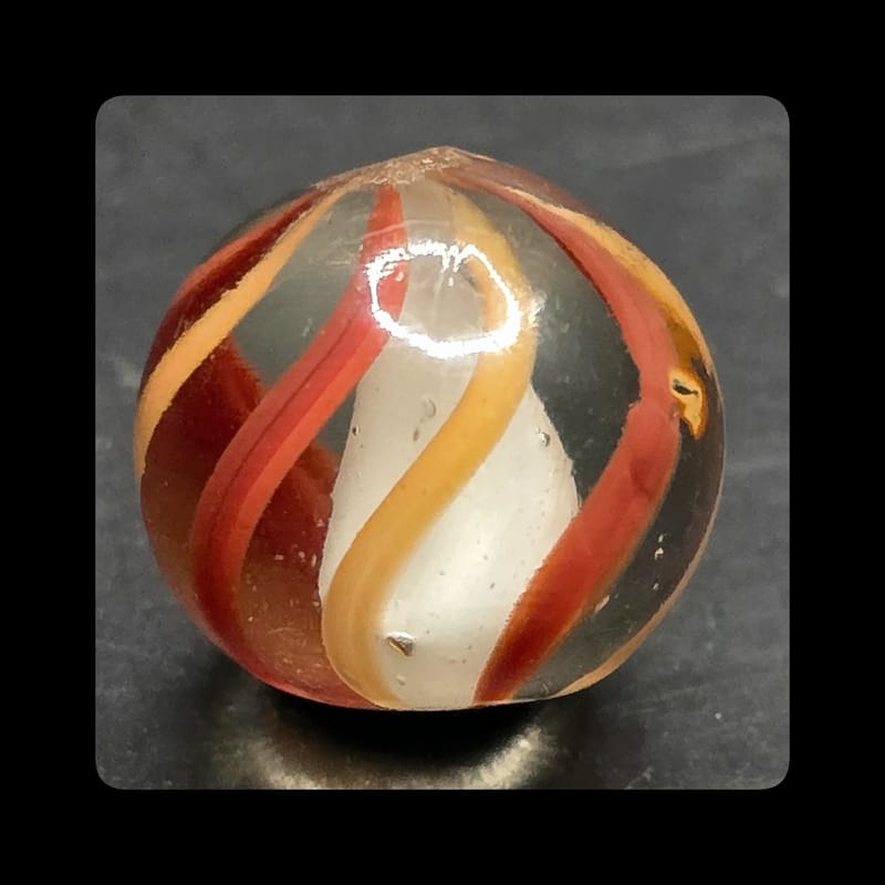 43/64" English Style Dark red & Orange Banded White Solid Core Swirl ...