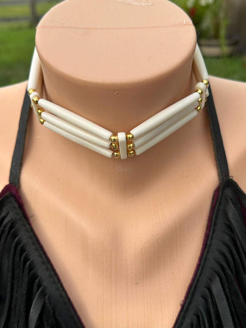 Native Hair Pipe Choker Gold - Connie's Sparkling Jewels