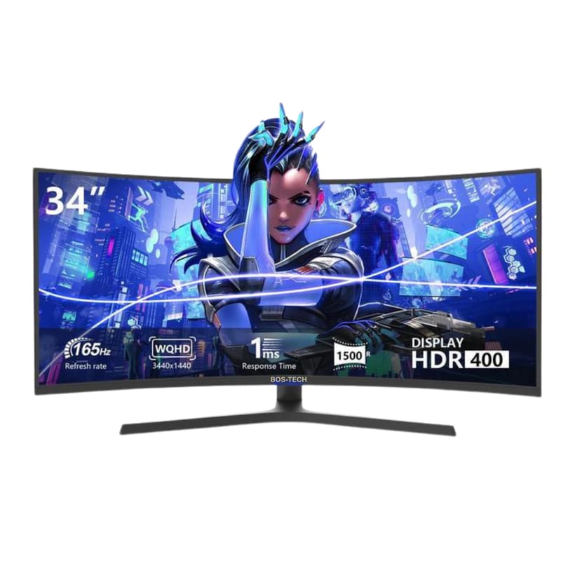Bos Tech 34inch cuvred 4k 165hzអេក្រង់កោង - BOS-TECH