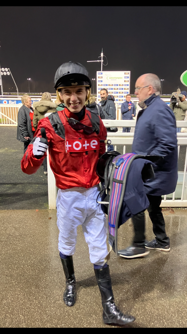 Jockey Andrea Pinna after riding the winner Yoshimi in the first race ...
