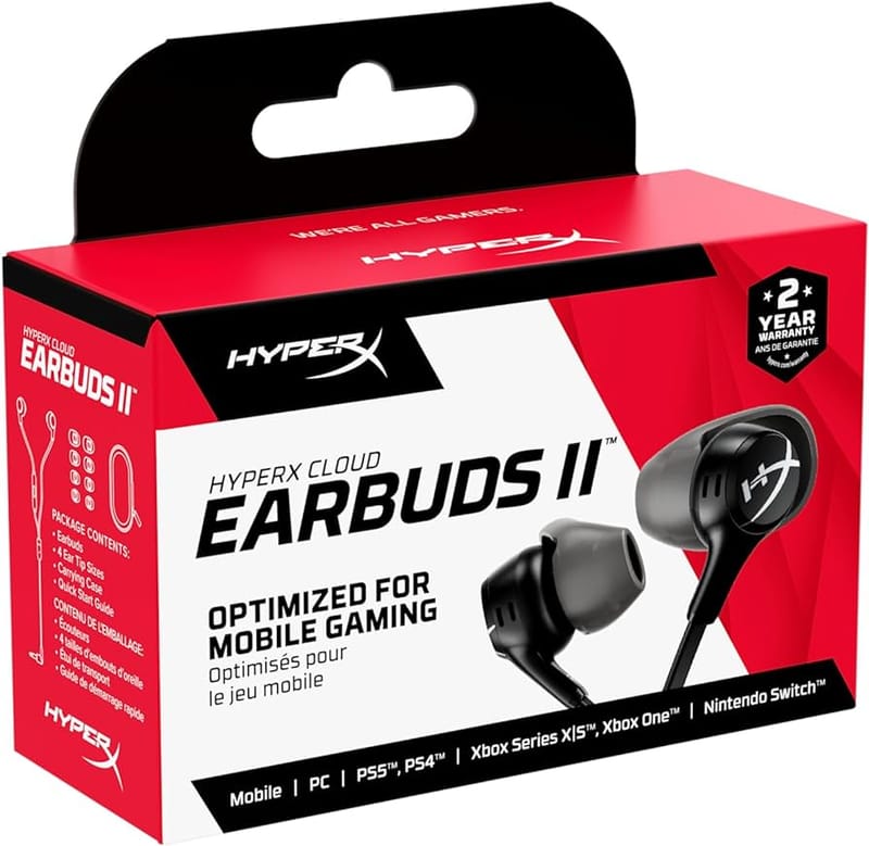 HyperX Cloud Earbuds 2 (Open Box) - In-Ear Gaming Headphones with Inli